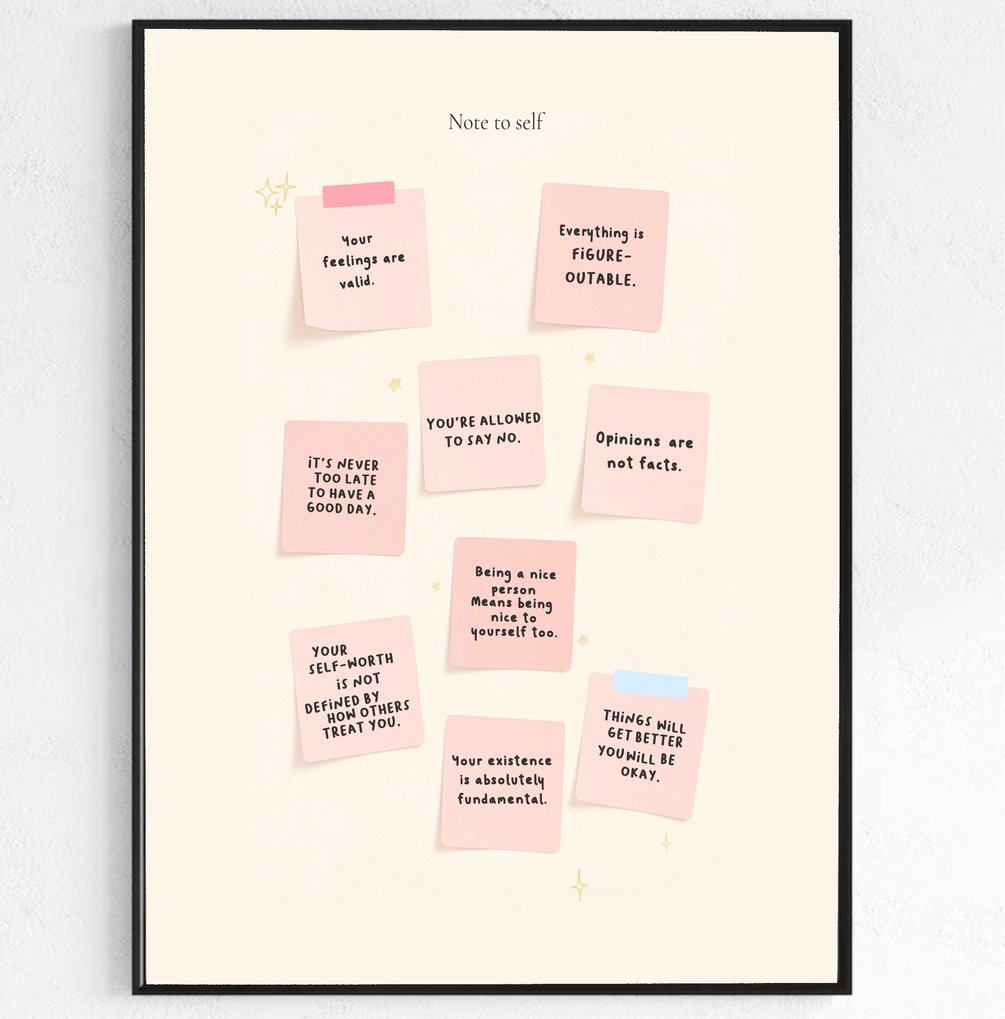 Note to Self | Sticky Note Art | Positive Affirmation Wall Artwork ...