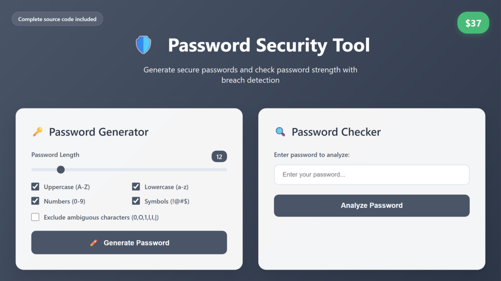 Password Security Tool - Professional Web App (Complete Source Code)