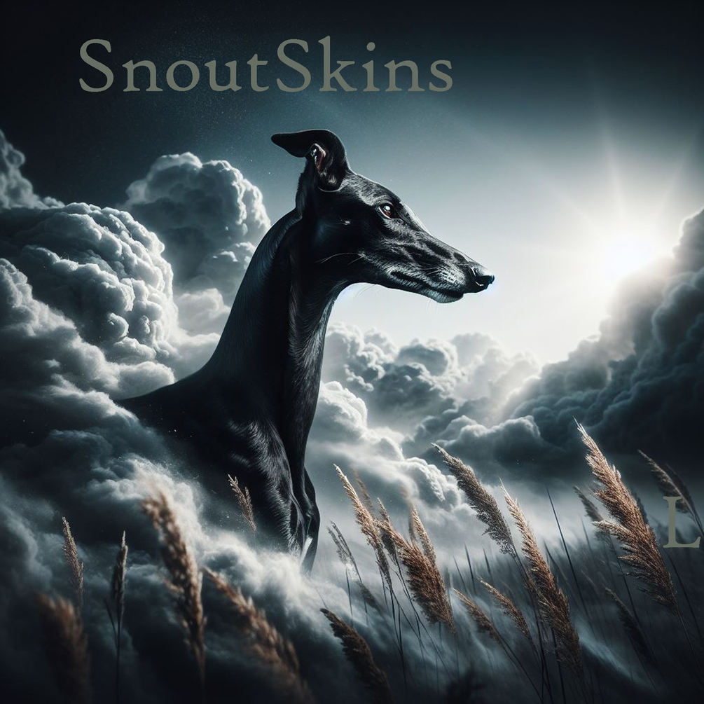 Greyhound rising from the clouds