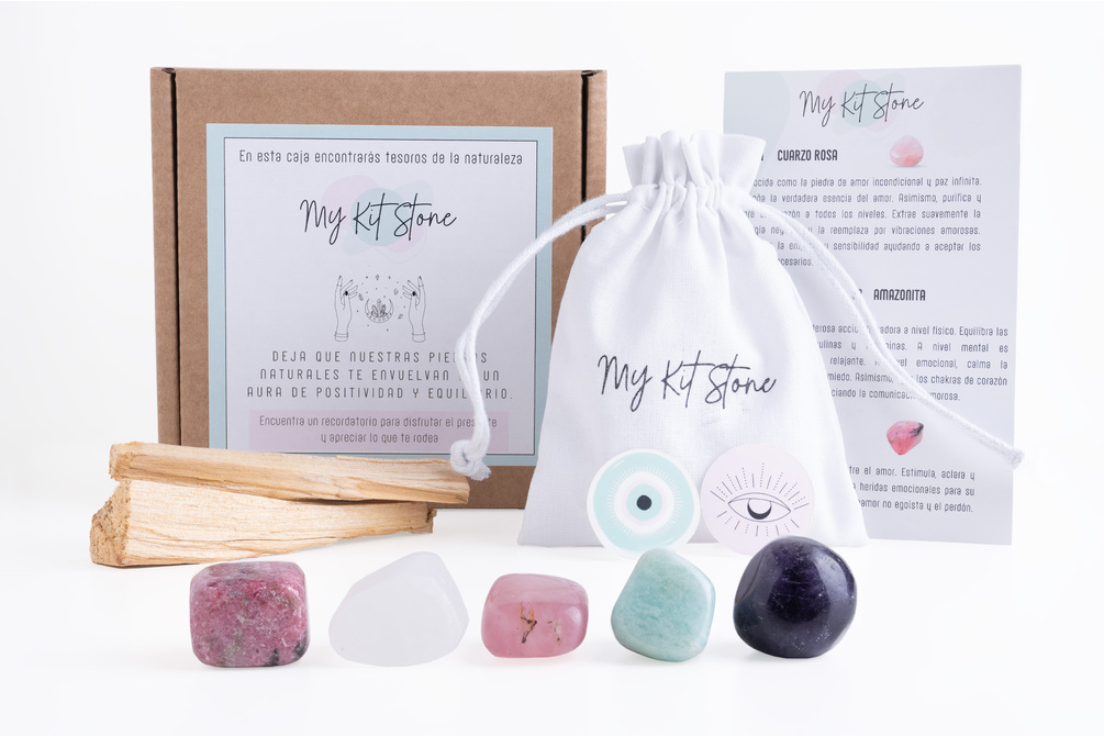 Kit del Amor y la Armonía: Piedras Naturales con Palo Santo y Bolsa de ...