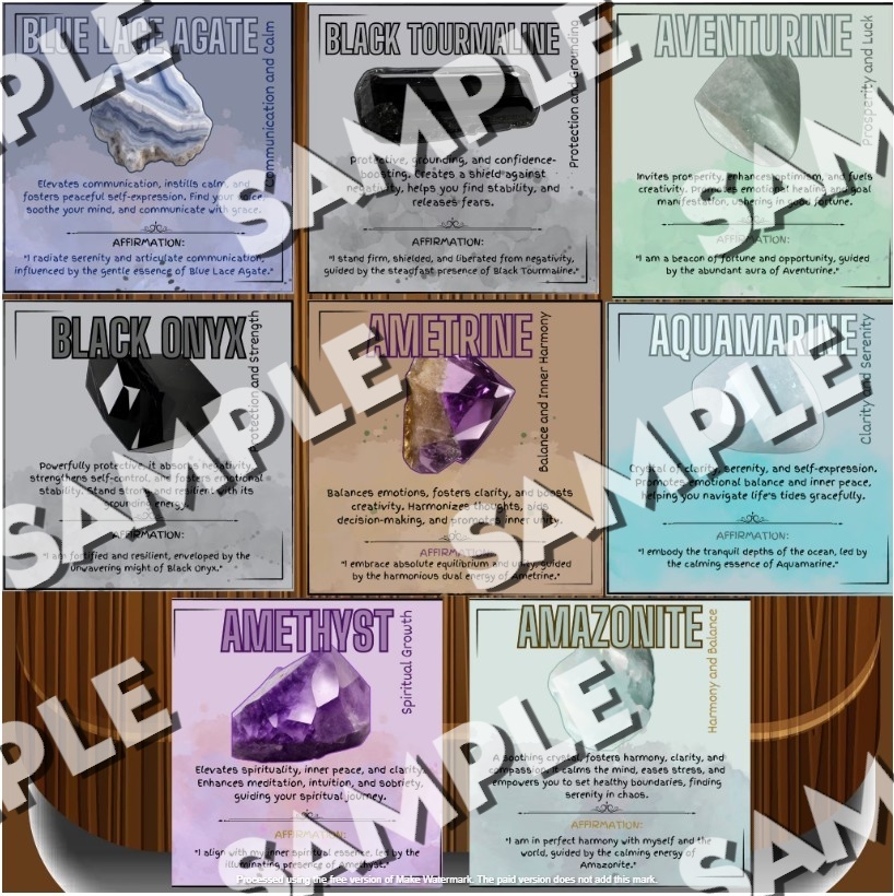 Set of 30 Gemstone Cards with Affirmations!!