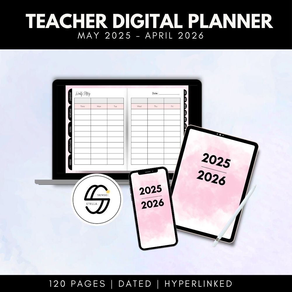 Digital Teacher Planner (Editable in Canva) - 4 themes (pink, blue ...