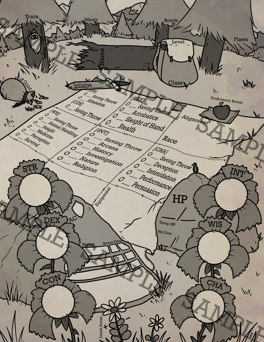 DnD 5e Nature Themed Character Sheet