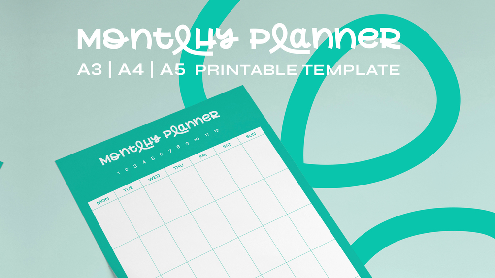 Monthly Planner, No Dates, Instant Download, A3, A4, A5 PDF Printable ...
