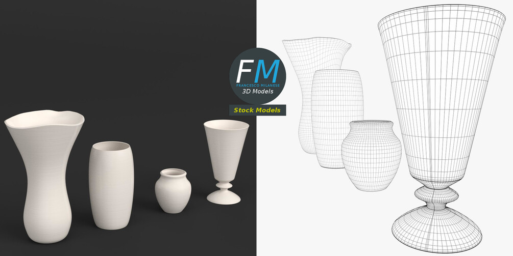 3D MODEL - 4 vases set