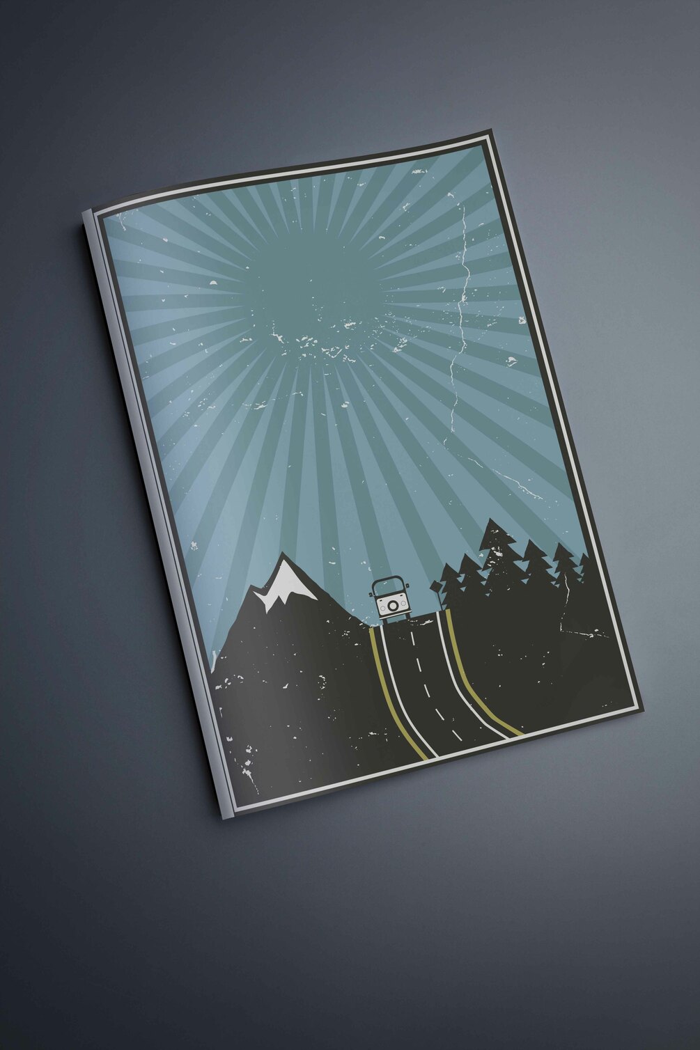 A Van going to Adventure between the Mountains with huge comic ...