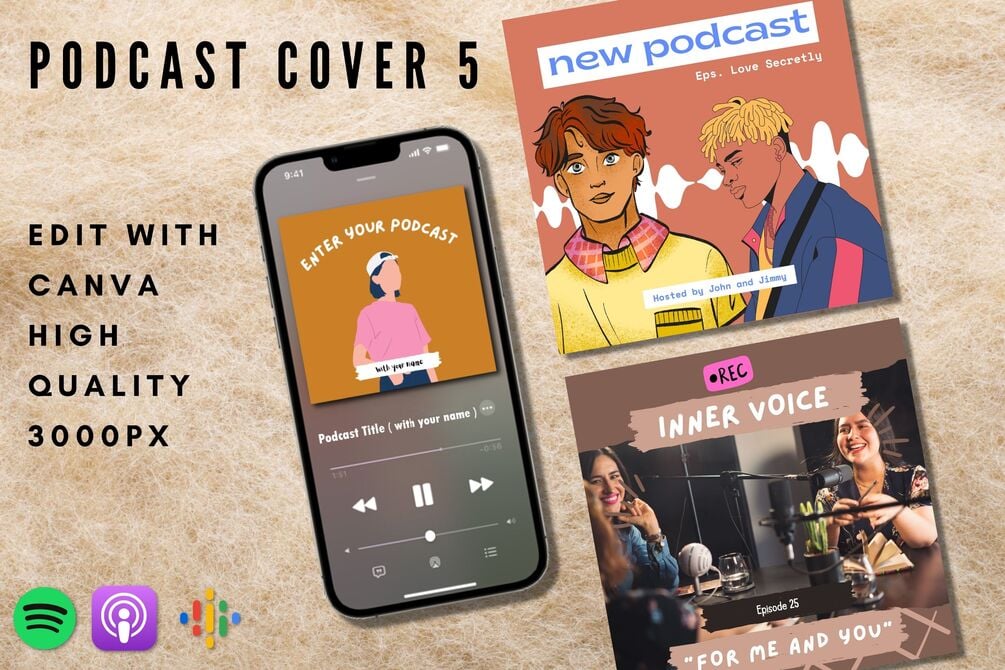 Podcast Cover Art | 5 Editable Podcast Cover Art Templates | Edit in ...