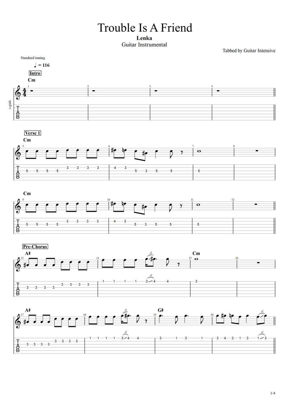 TAB. Trouble Is a Friend - Lenka