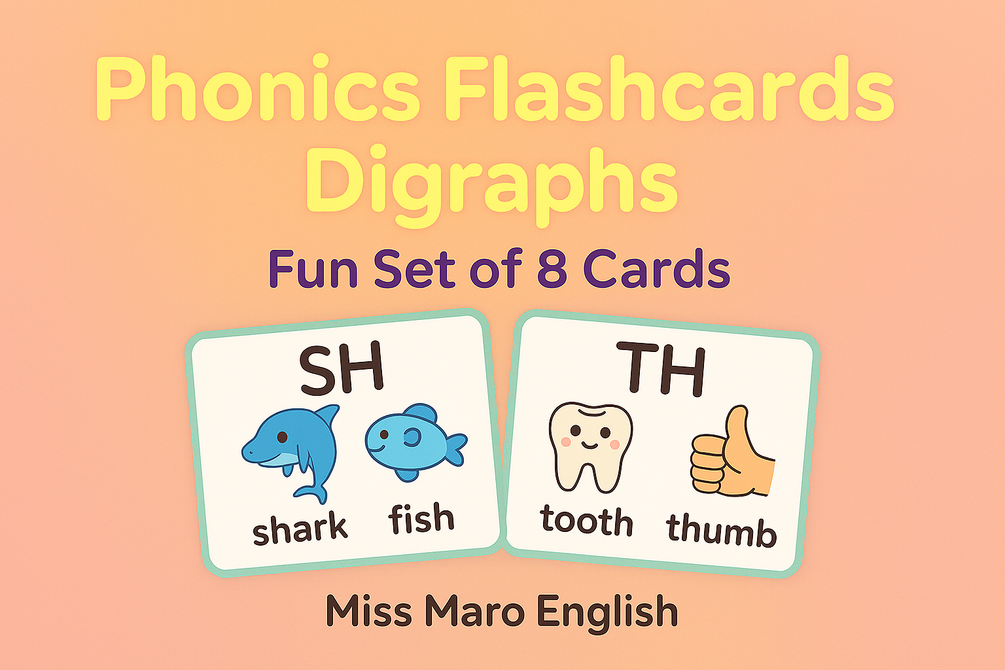 Fun Pastel Phonics Flashcards – Consonant Digraphs Set