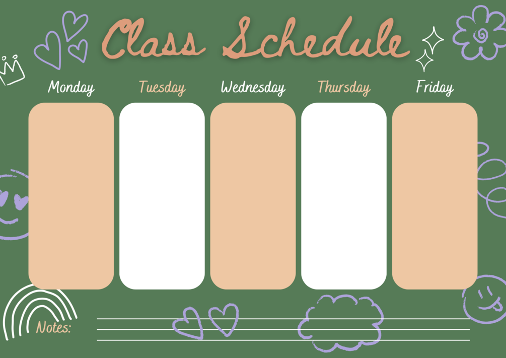 Orange Green and White Modern Class Schedule Wallpaper
