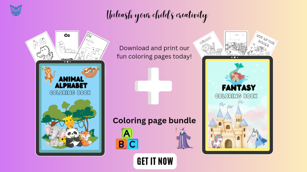 Unleash your kids potential. Coloring Pages Printables bundle