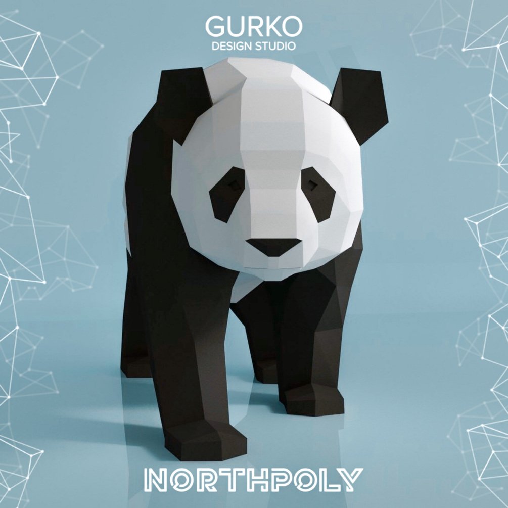 Walking Panda Papercraft, Pdf, Gurko, Pepakura, Template, 3D Origami ...
