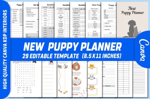 New Puppy Planner Canva KDP Interiors free