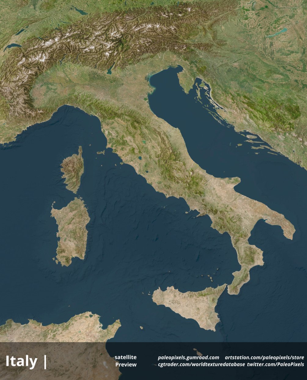 Italy - Texture pack Satellite Images, Height, Occlusion, FBX etc.