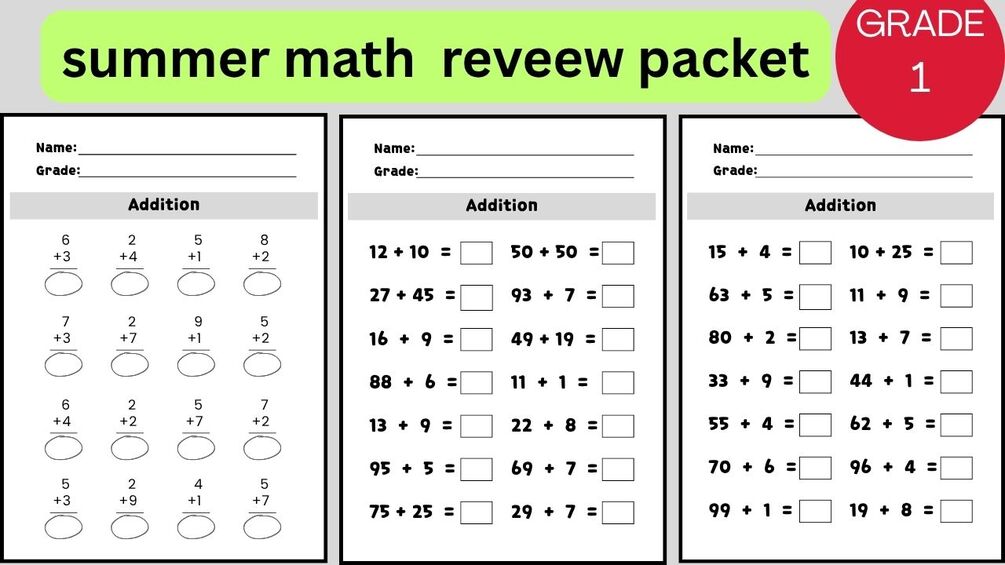 Summer Math Review Packet - Grade 1