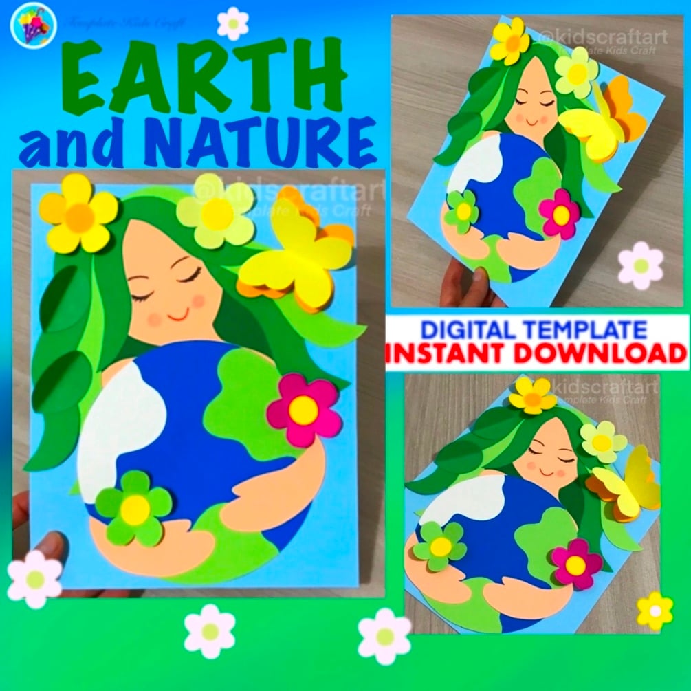 Printable Mother Earth Day Craft for Kids Save Planet Ecologa Spring ...