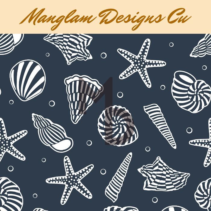 Retro summer beach seashell seamless repeat pattern, retro ocean ...