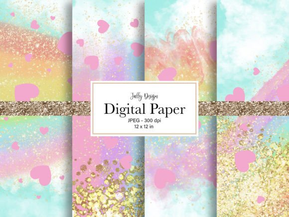 Beautiful Rainbow Digital Paper Bundle More than 156 Graphics