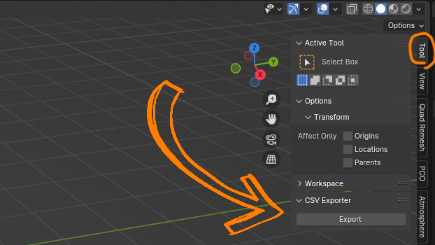 Blender addon - CSV Exporter