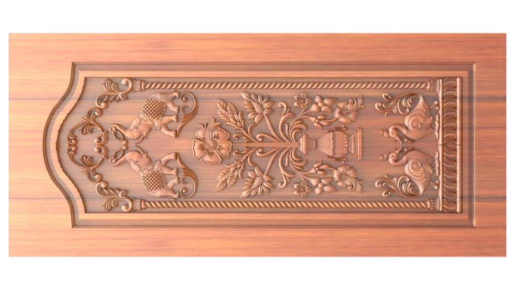 CNC Door ArtCAM Design: Intricate Floral and Animal Motif