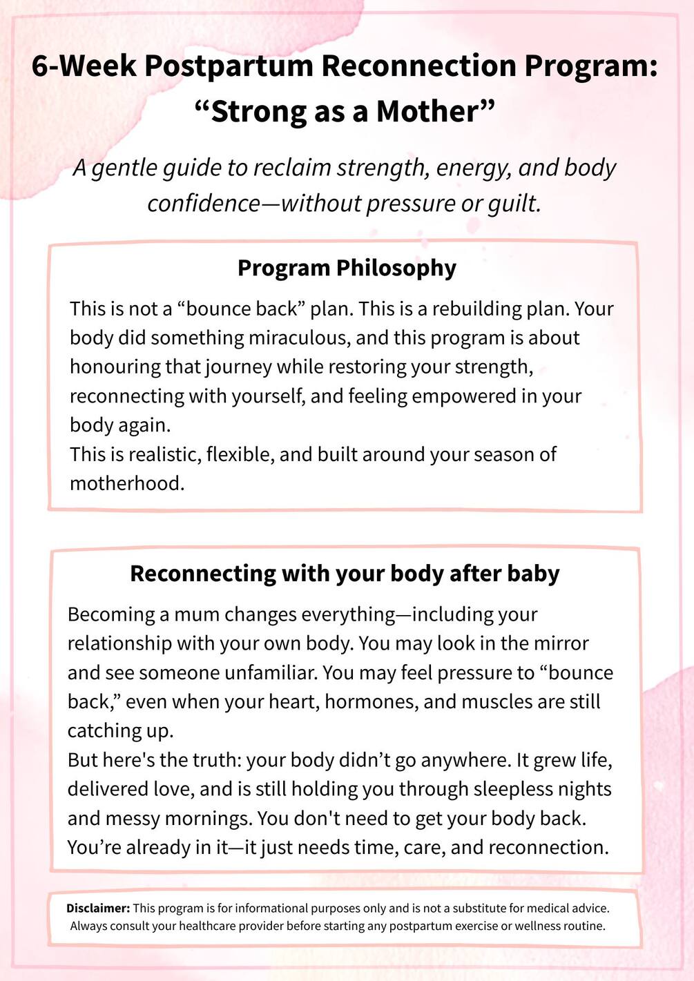 Post Partum: building a strong body