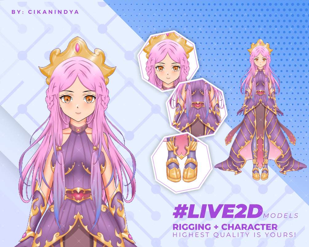 VTuber Live2D | Vtuber Avatar Pink Haired Princess for Virtual ...