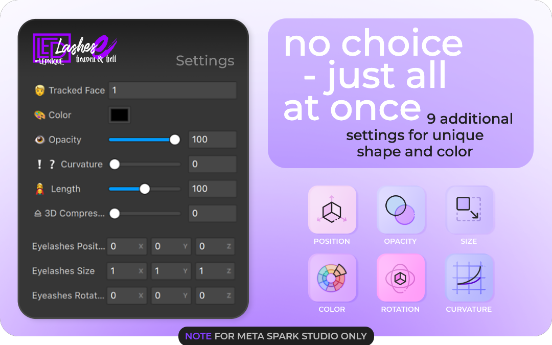 LED Lashes E - Eyelashes System for Meta Spark Studio