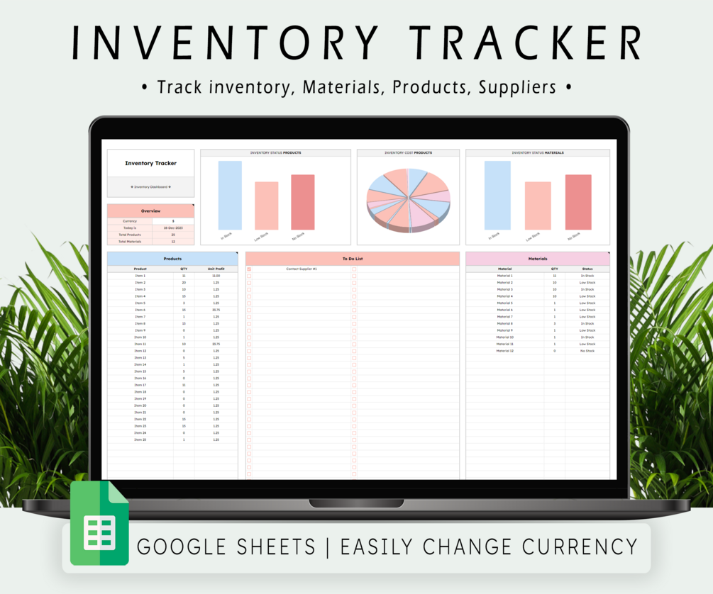 Inventory Tracker Spreadsheet Template For Google Sheets, Small ...