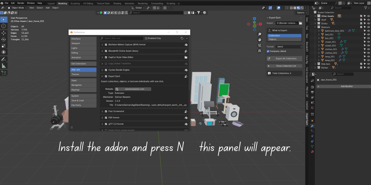 Export Each — One-Click Object/Collection Export into separate Blender ...