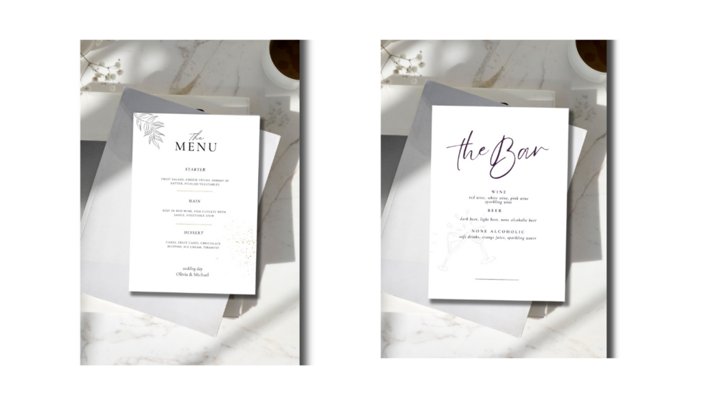 Customizable Rustic Wedding Menu Cards