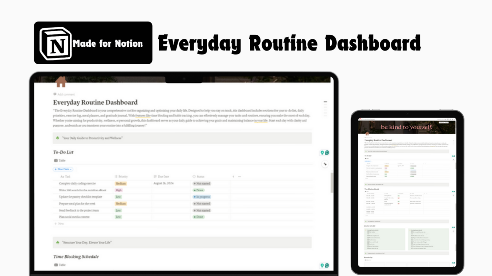 Everyday Routine Dashboard Notion Template