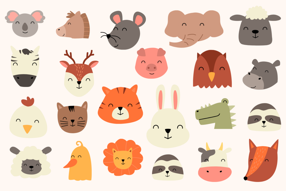 Cute Unique Animal Head Illustration
