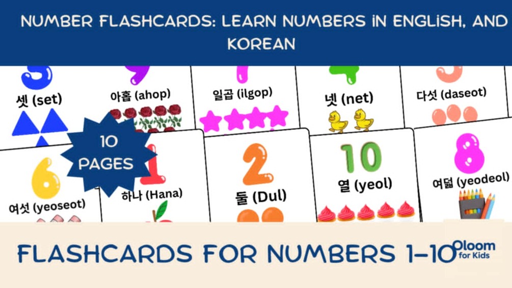 Number Flashcards Learn Numbers in English and Korean