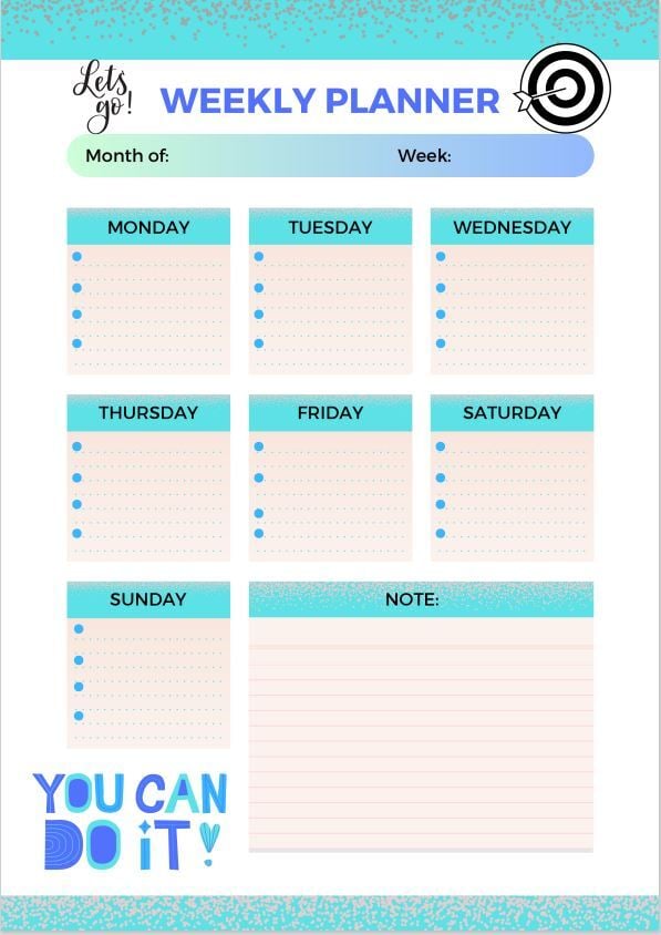 Weekly Overview Planner