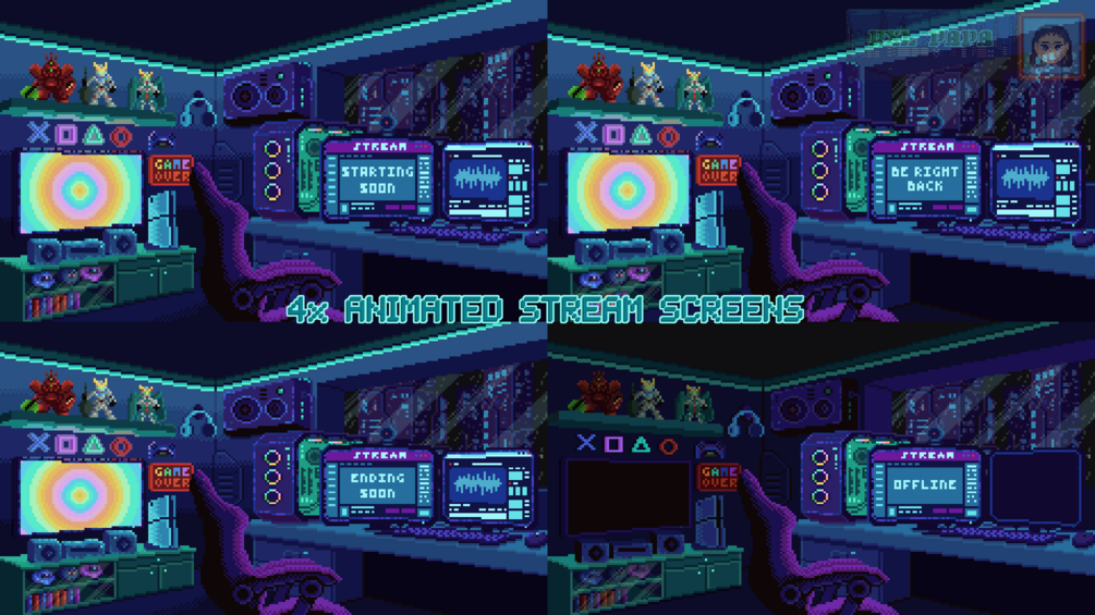 4x Animated Twitch Stream Screens | Pixel Art Animation | Starting Soon ...