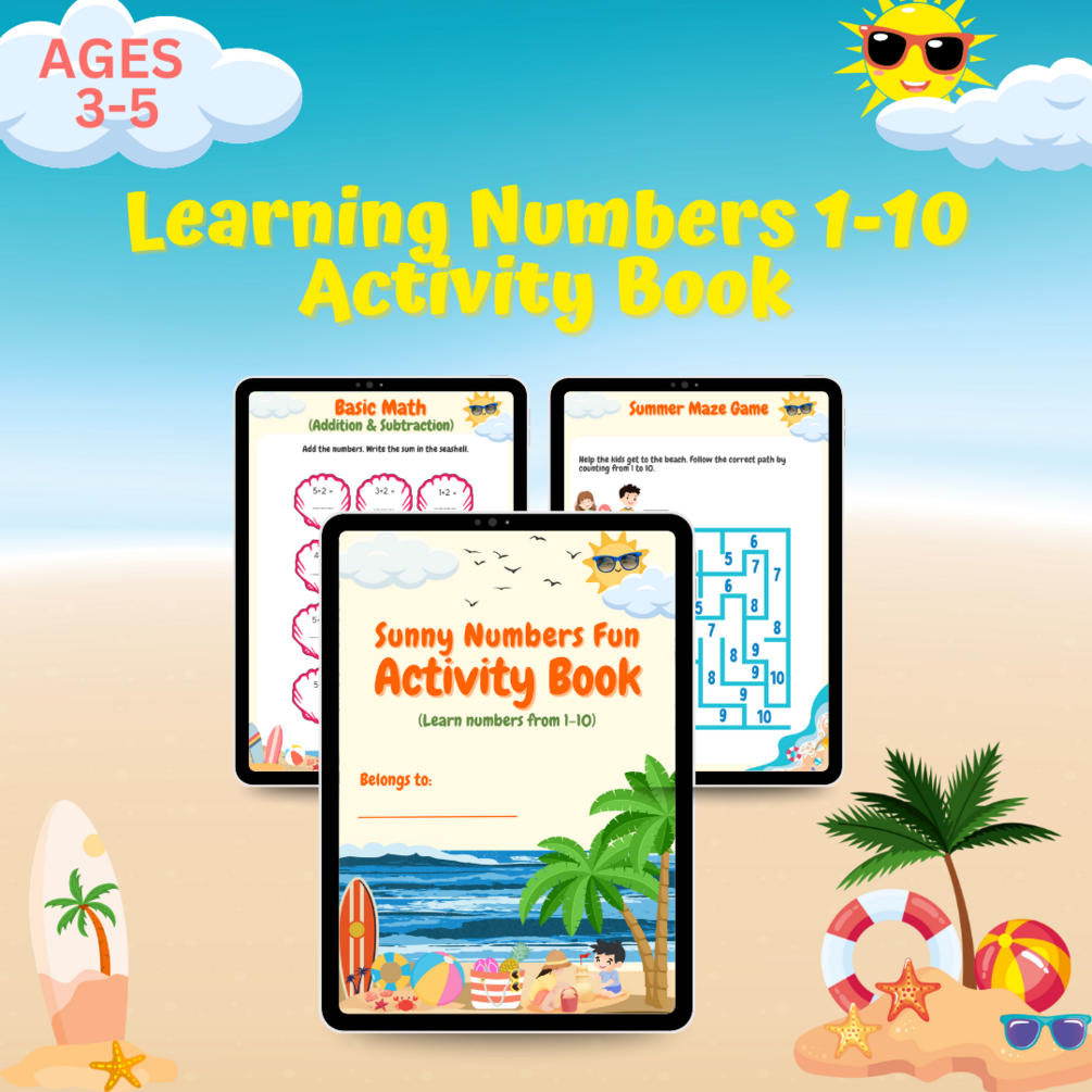 Learning Numbers 1-10: Activity Book for Ages 3-5 | PRINTABLE | MRR