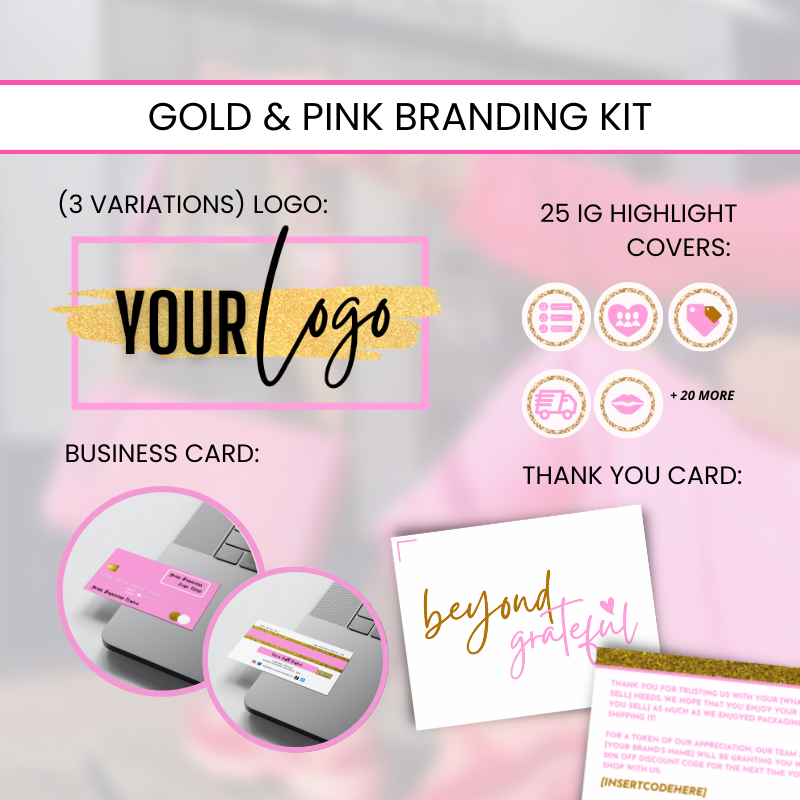 Pink & Gold 4-Pack Pre-Made Branding Kit