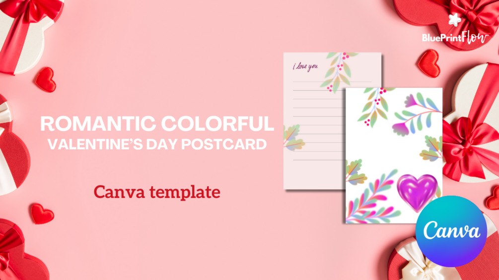 [FREE] Romantic Colorful Valentine's Day Post card Canva Template Design