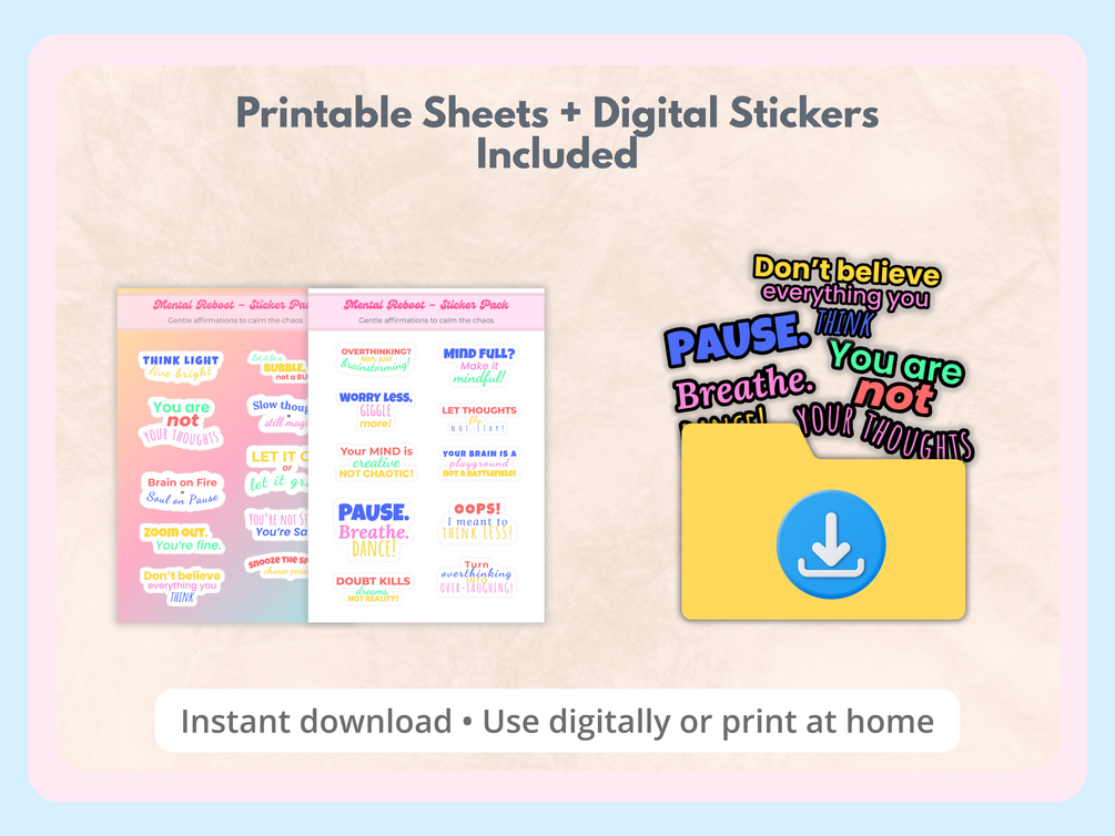 Overthinking Digital Sticker Pack – PNG, PDF & SVG for iPads, Journals ...