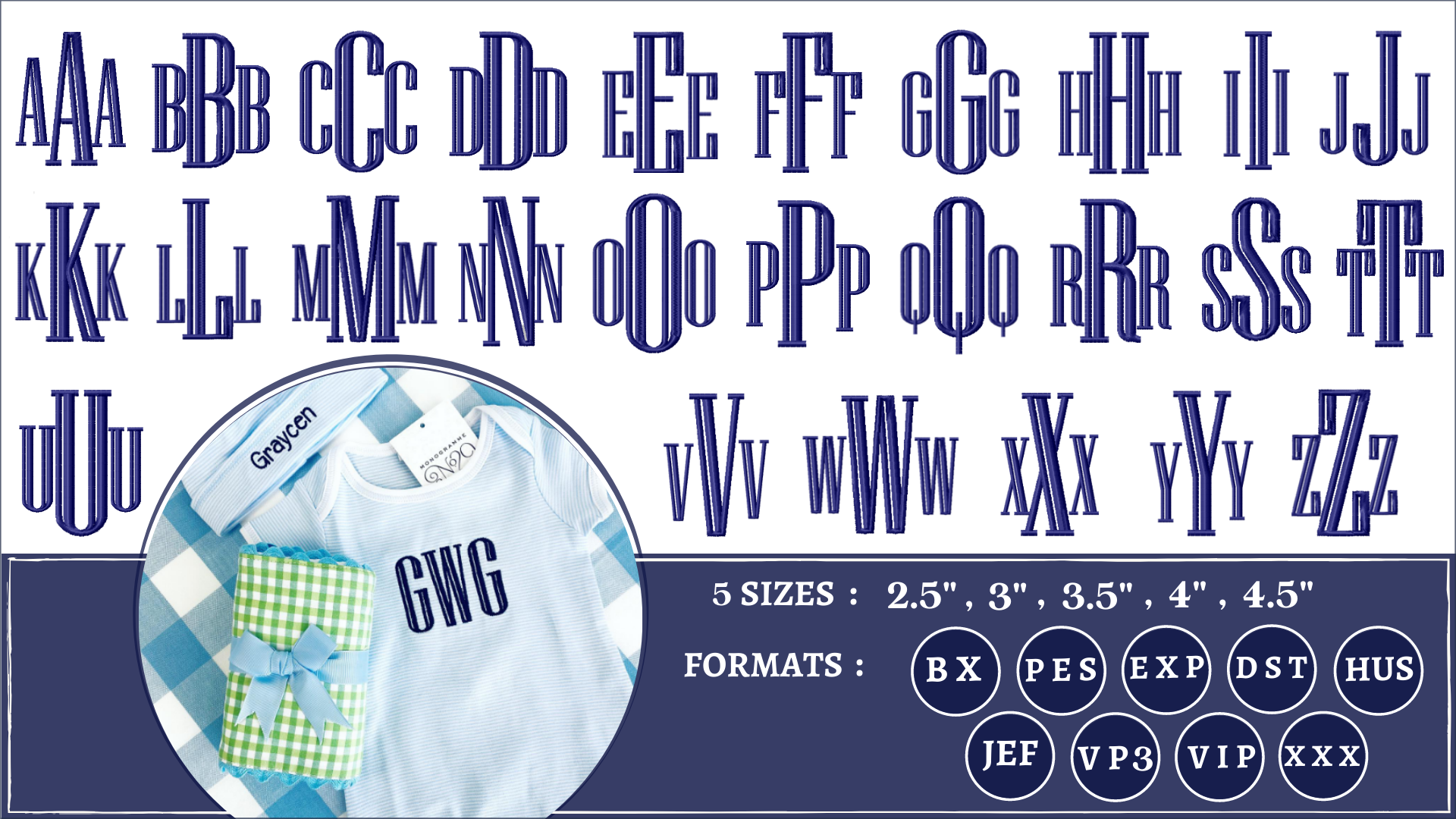 Monogram Embroidery Font Bundle
