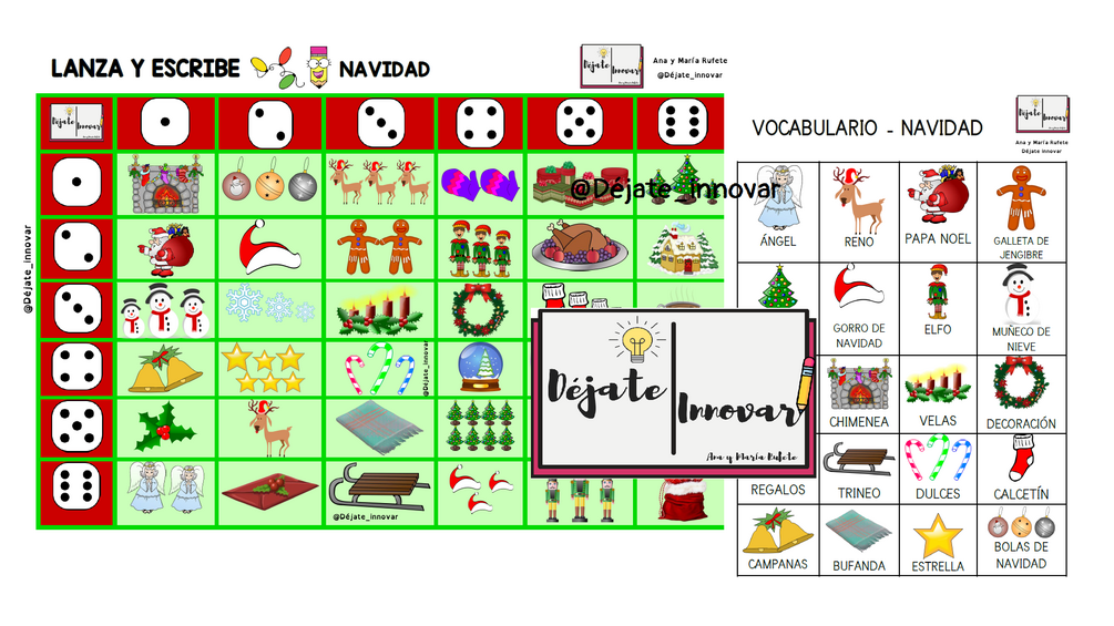 Lanza y escribe Navidad + vocabulario