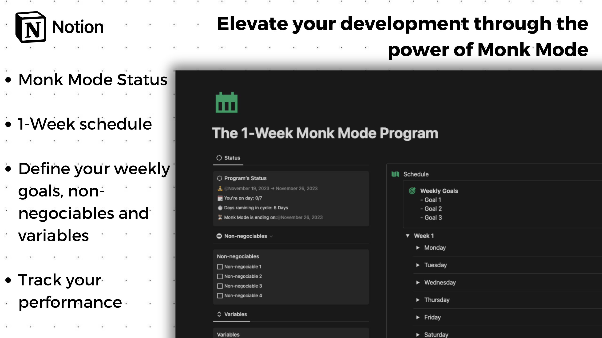 The 1-Week Monk Mode Program - Notion Circles