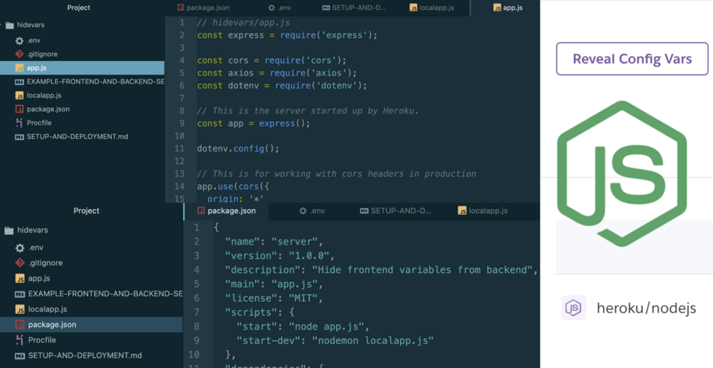 Node Web App For Hiding Frontend Variables Development Production