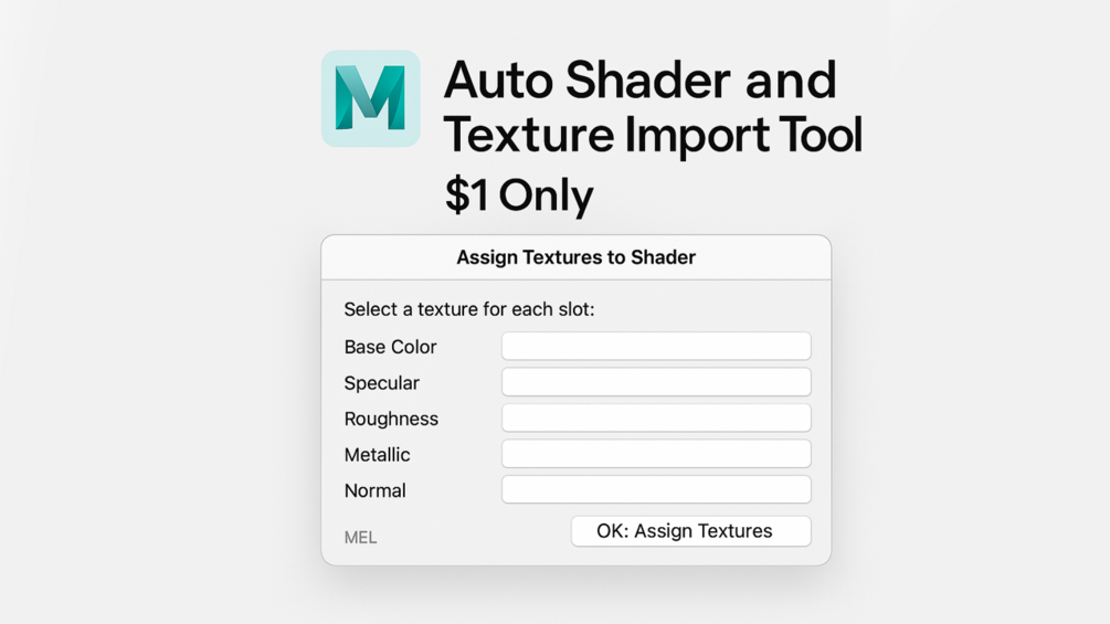 Maya Arnold Shader and texture Auto-Assign Tool (MEL Script)