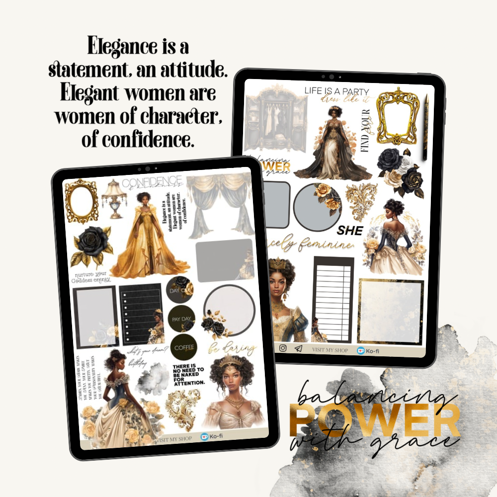 Regency Era stickers, GoodNotes & PNG