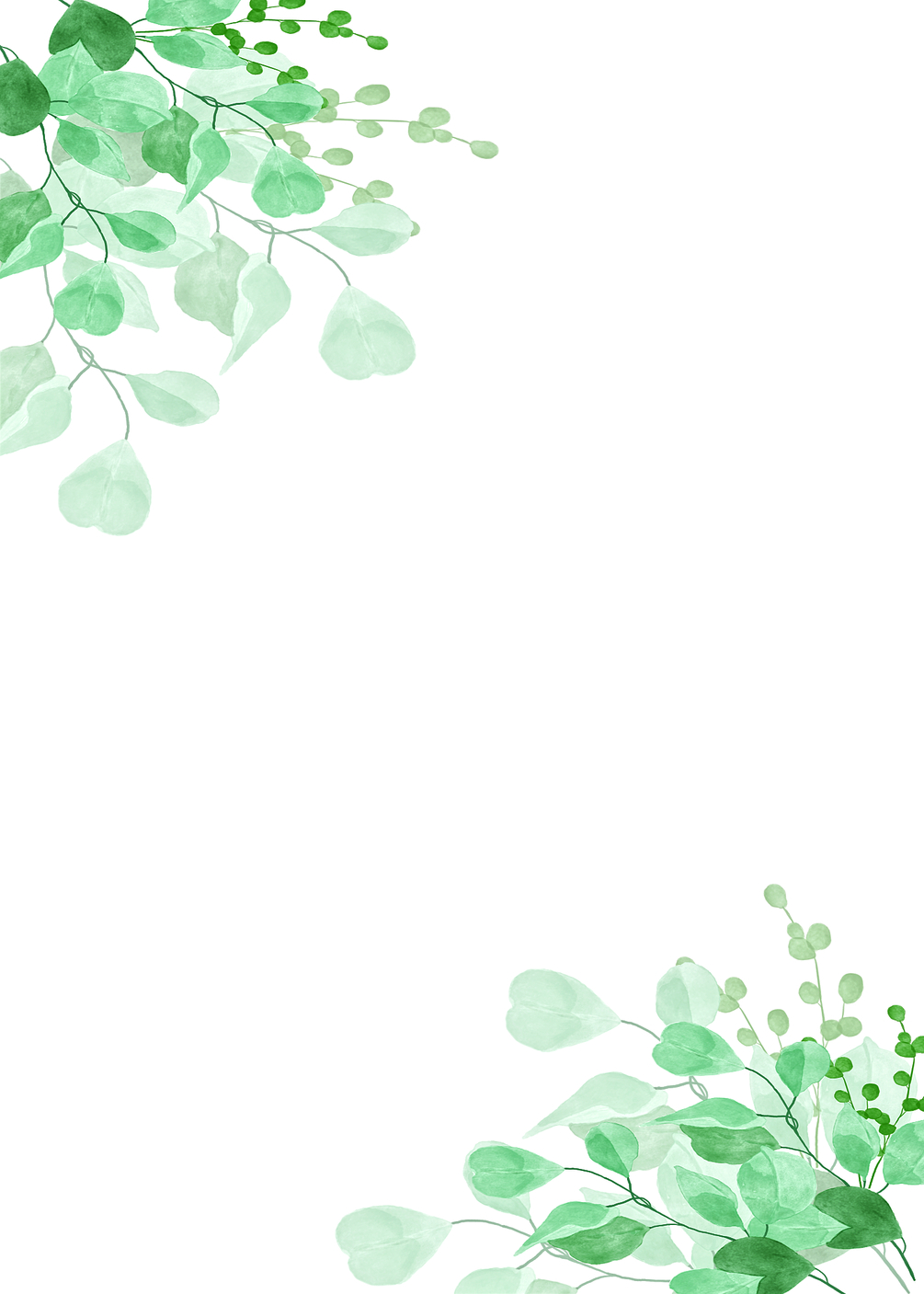 Watercolor Greenery Cards Templates CMYK