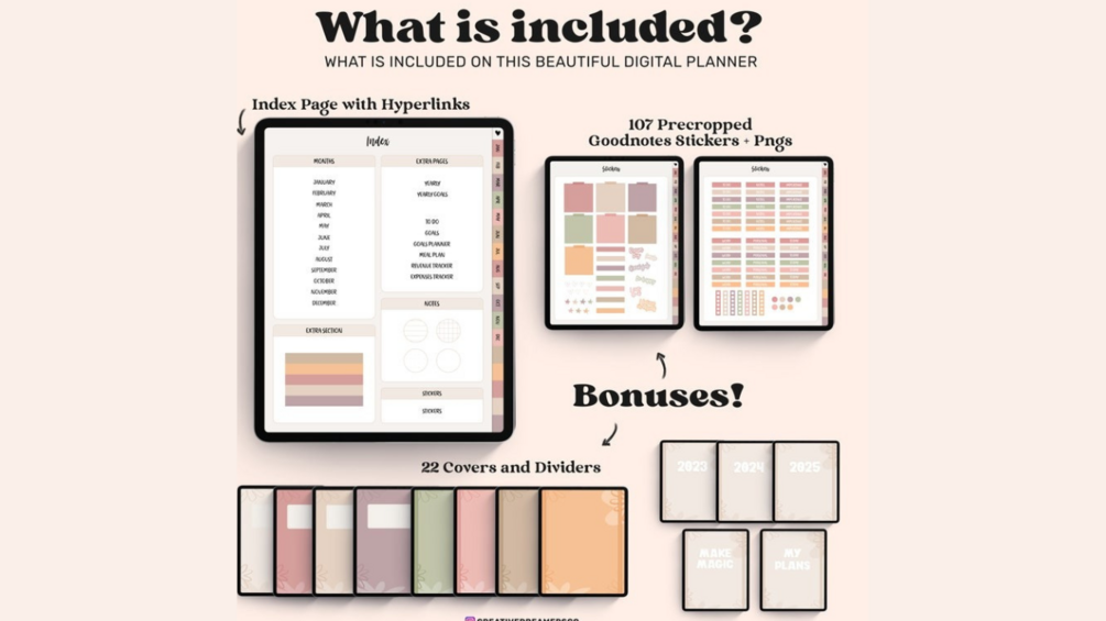 Undated Goodnotes Planner, Monthly Digital Planner, Goodnotes Template ...