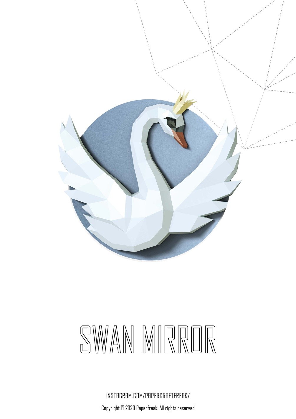Papercraft 3D SWAN WITH CROWN +mirror version pepakura Pdf template Low ...