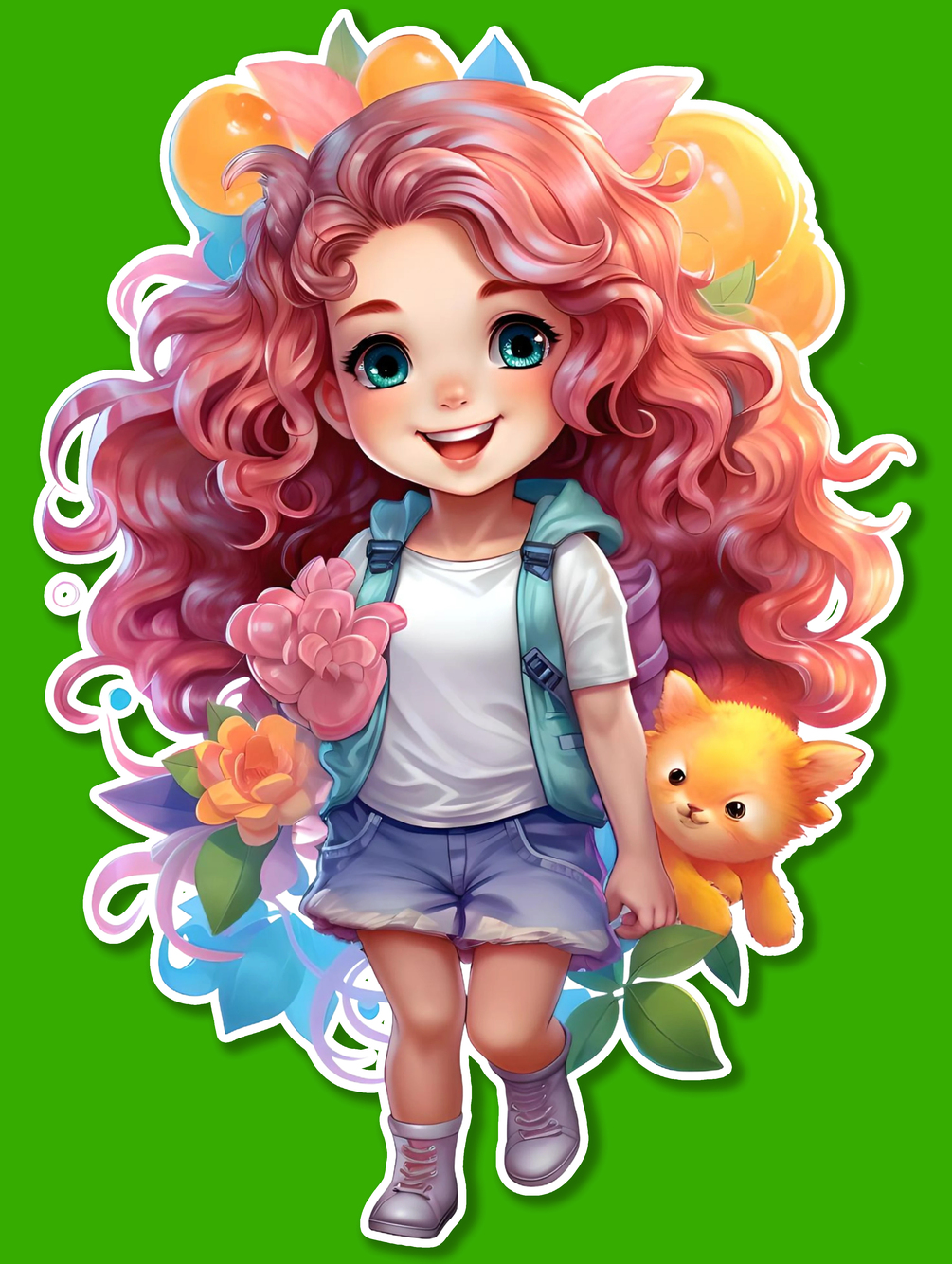 7 Cheerful Beautiful Girl Stickers - Digital Delights for Expressive ...