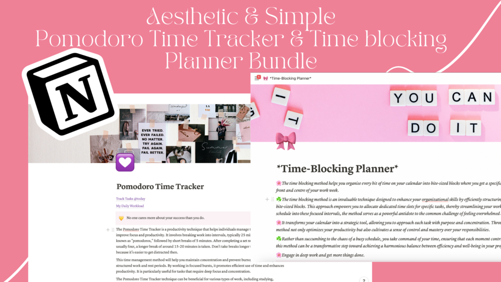 Aesthetic And Simple Pomodoro Time Tracker with Daily Planner ...